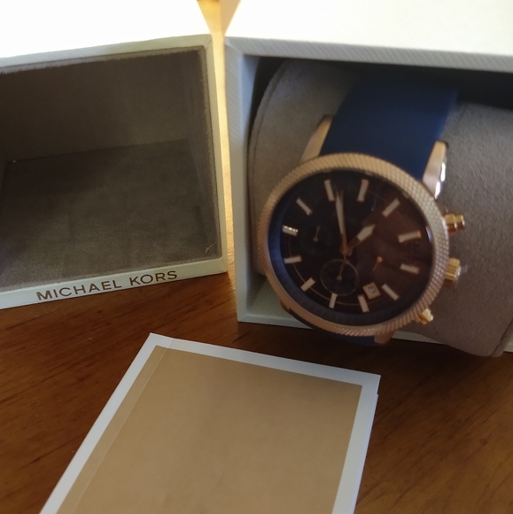 Michael Kors | Accessories | Michael Kors Mk84 Scout Navy Blue Silicone ...